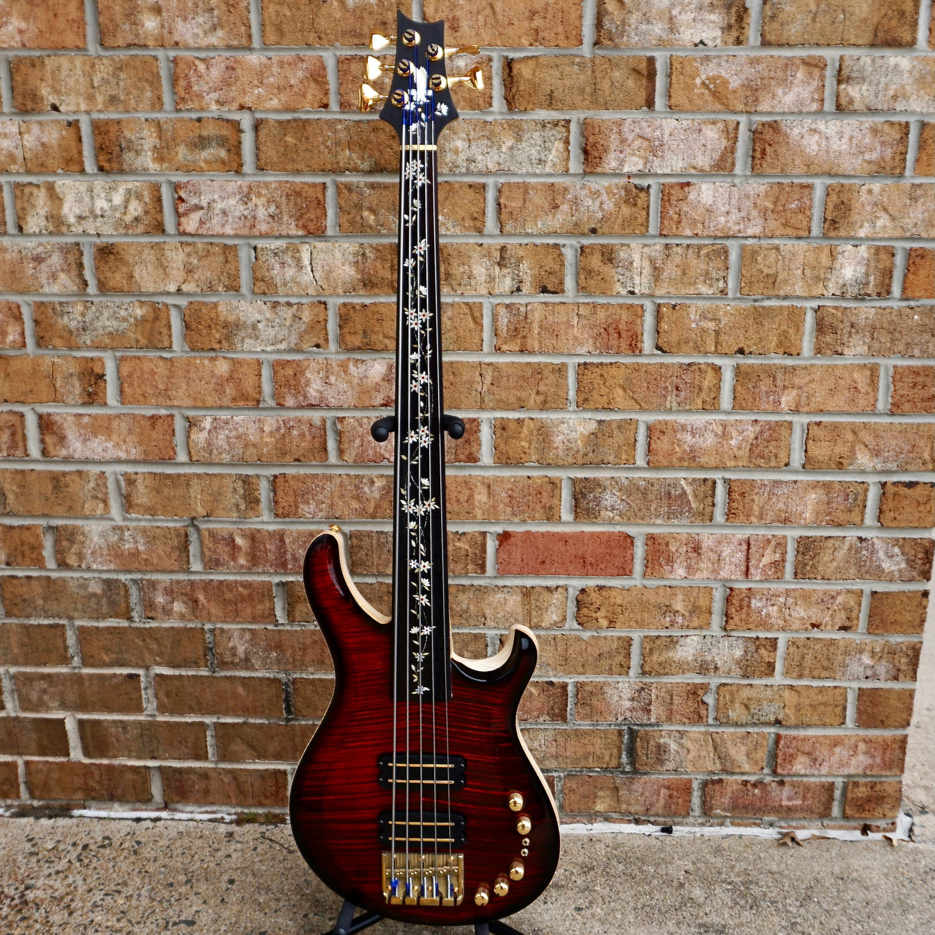 PRS NOS Private Stock Gary Grainger 5 String Fretless Bass Fire Red Sm ...